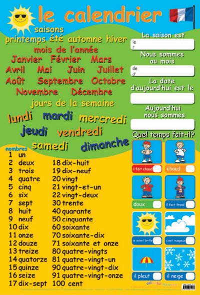 Le Calendrier, French Calendar For Children Mini Poster